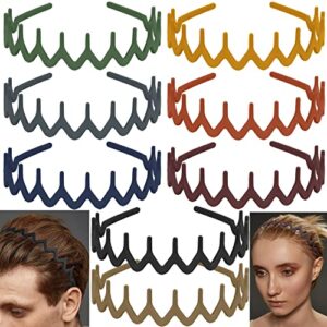 lapohi 8 pcs non slip fashion effortless plastic headbands with teeth comb skinny hair bands for women men teen girls, comb teeth morandi