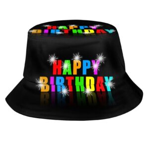 happy birthday bucket hat for men women, fashion packable birthday fishing hat sun hat outdoor fisherman cap