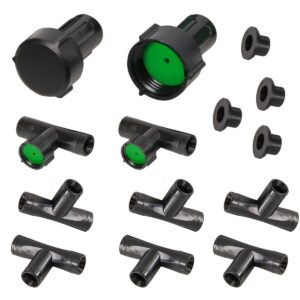 aeacus soaker hose fittings, quick set connectors, female & male & feeder & tee accessories for 3/8" soaker hose.