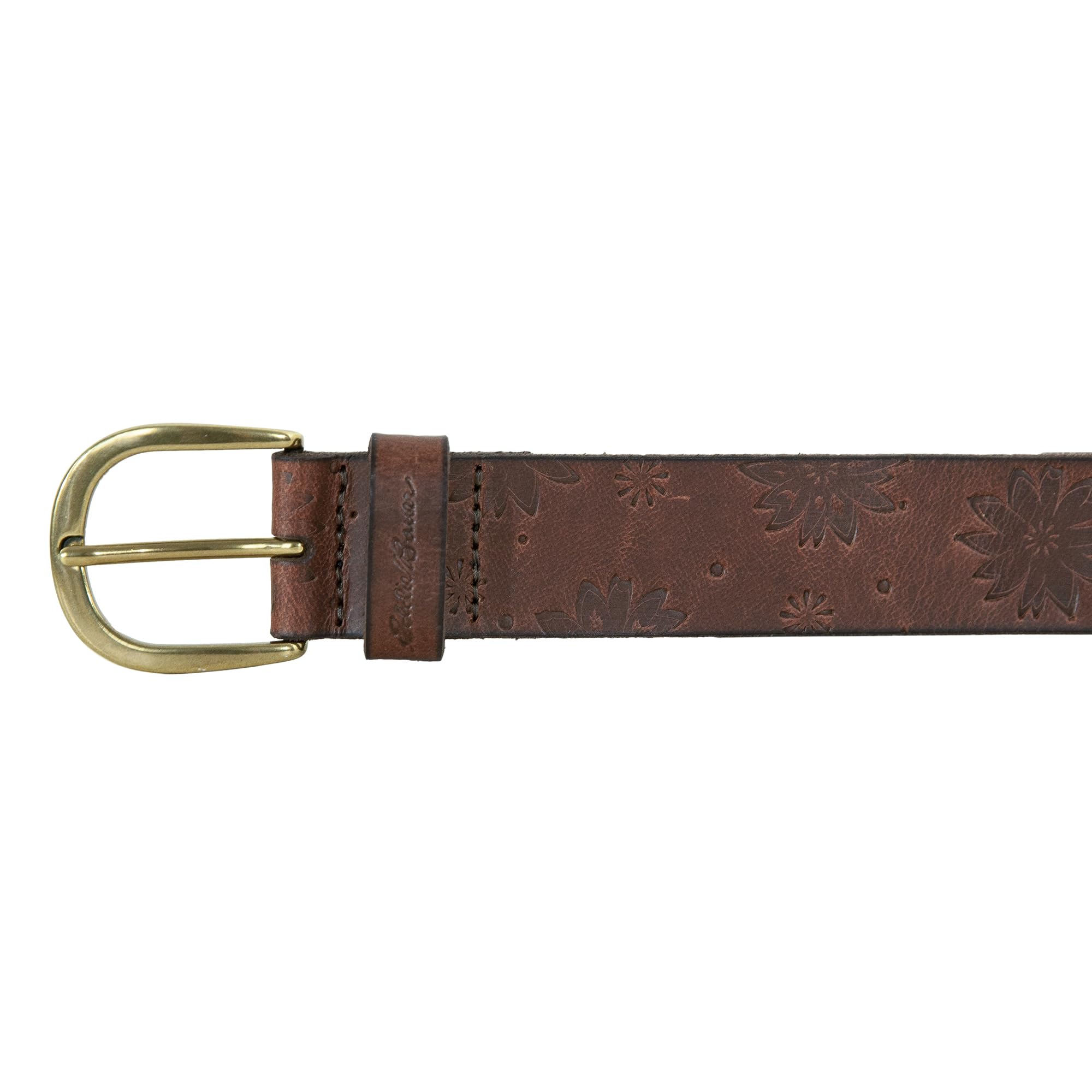 Eddie Bauer Women's Casual Leather Belts, One Size Fits Most, Floral Tooled-Tan, Medium