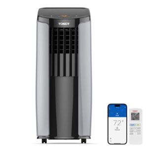 tosot 9,700btu (5,000 btu sacc) portable air conditioner, smart wifi control, ac unit with dehumidifier, fan, window kit for easy installation, cool rooms up to 300 square feet, shiny series