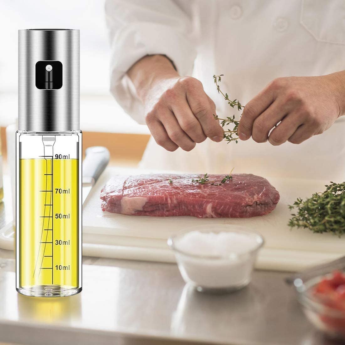 Oil Sprayer for Cooking, Olive Oil Spray Bottle for Kitchen 100ml Glass Olive Oil Sprayer Mister Oil Vinegar Spritzer Sprayer Glass Bottles for Cooking/Salad/Barbecue