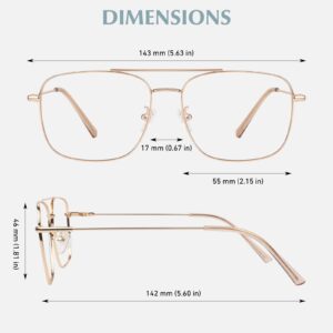 LINVO Fake Glasses Non Prescription Clear Lens Metal Frame Fashion Eyewear for Women Men