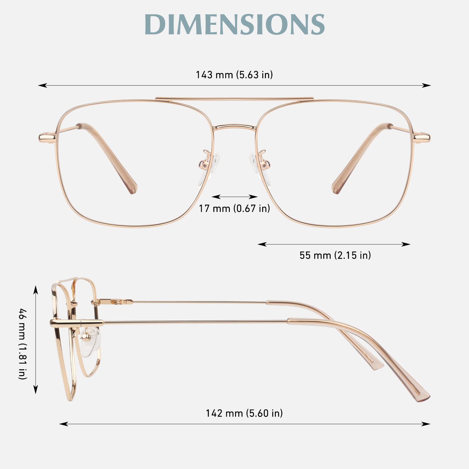 LINVO Fake Glasses Non Prescription Clear Lens Metal Frame Fashion Eyewear for Women Men