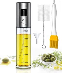 oil sprayer for cooking, olive oil spray bottle for kitchen 100ml glass olive oil sprayer mister oil vinegar spritzer sprayer glass bottles for cooking/salad/barbecue