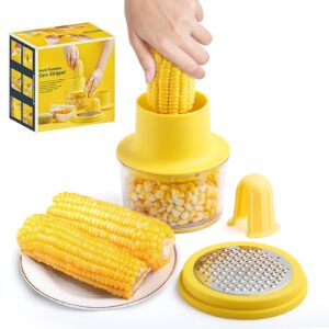 corn peeler, corn stripper, corn cob stripping tool corn cutter & remover with built-in cup grater, corn kernel cutter ginger grater