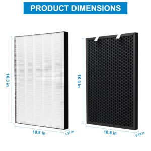 2 Sets Air220 Air320 Filter Replacement Compatible with Bissell Air320 Air220 2768A 2609A Air Purifier, Include True HEPA Filter + Pre Filter & Activated Carbon Filter, Compare Part # 2677,2678,2804