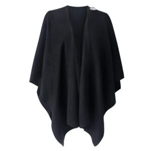 FUGREEN Ponchos for Women Knitted Shawls and Wraps for Evening Dressess Knitted Casemere Feel Poncho with Button