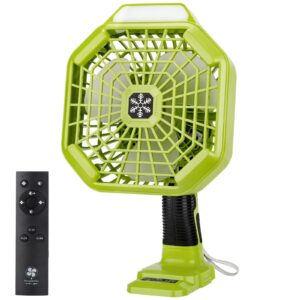 philophca 7" camping fan compatible with ryobi 18 volt one+ li-ion ni-cd ni-mh battery personal battery powered cordless fan, portable fan with light and remote