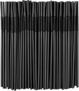 songnass 100pcs black flexible plastic straws,black disposable bendy party fancy straws13inch extra long straws party decorations