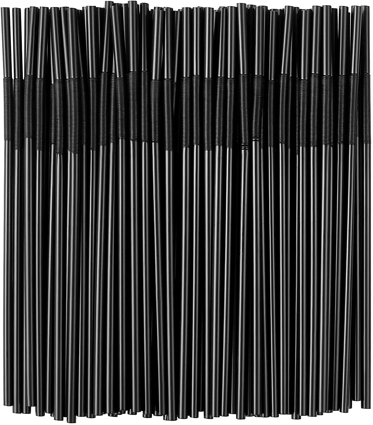 SONGNASS 100PCS Black Flexible Plastic Straws,Black Disposable Bendy Party Fancy Straws13inch Extra Long Straws Party Decorations