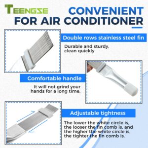 TEENGSE 7PCS Air Conditioning Brush Set, FCR6 Fin Comb Tool, Radiator Condenser Fin Comb, Stainless Steel Air Conditioner Condenser Fin Comb for Cleaning AC Evaporator Radiator Refrigerator