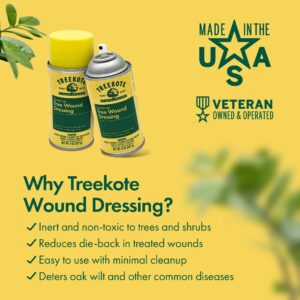 Treekote Tree Wound Dressing - 8 OZ Aerosol Pruning Sealer Spray for Damaged Trees, Bushes, or Shrubs - Fast Acting and Effective Tree Wound Sealer Spray - Prune Sealer Wound Repair for Bonsai Trees