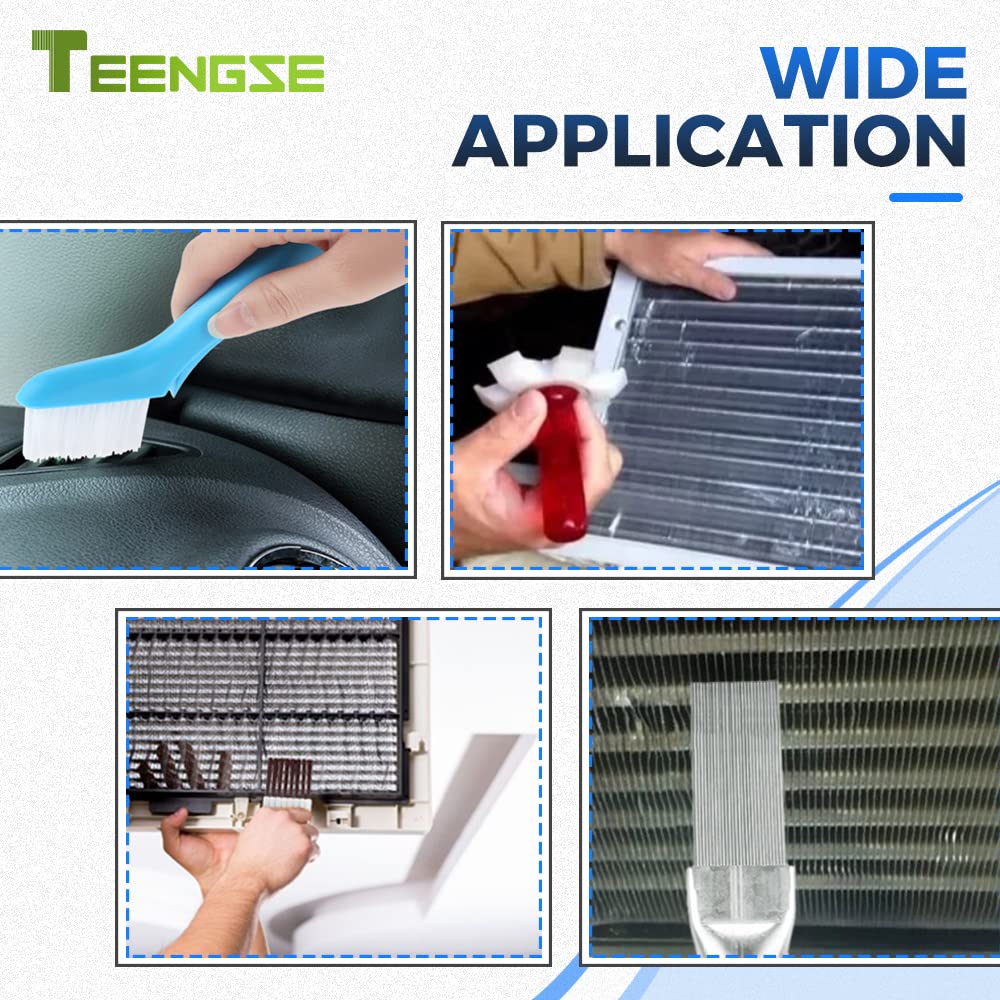 TEENGSE 7PCS Air Conditioning Brush Set, FCR6 Fin Comb Tool, Radiator Condenser Fin Comb, Stainless Steel Air Conditioner Condenser Fin Comb for Cleaning AC Evaporator Radiator Refrigerator