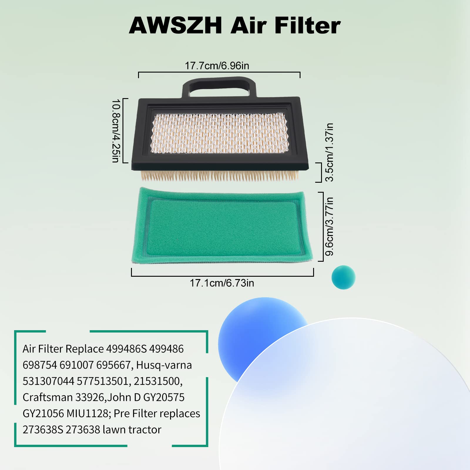 AWSZH 698754 499486S Air Filter 49065-7007 49065-0721 Oil Filter 49040-7001 Fuel Pump Compatible With B&S 492932 808656 273638S for JD LA135 Kawasaki A18-26 HP Intek V-Twins Engine Lawn Mower Tractor