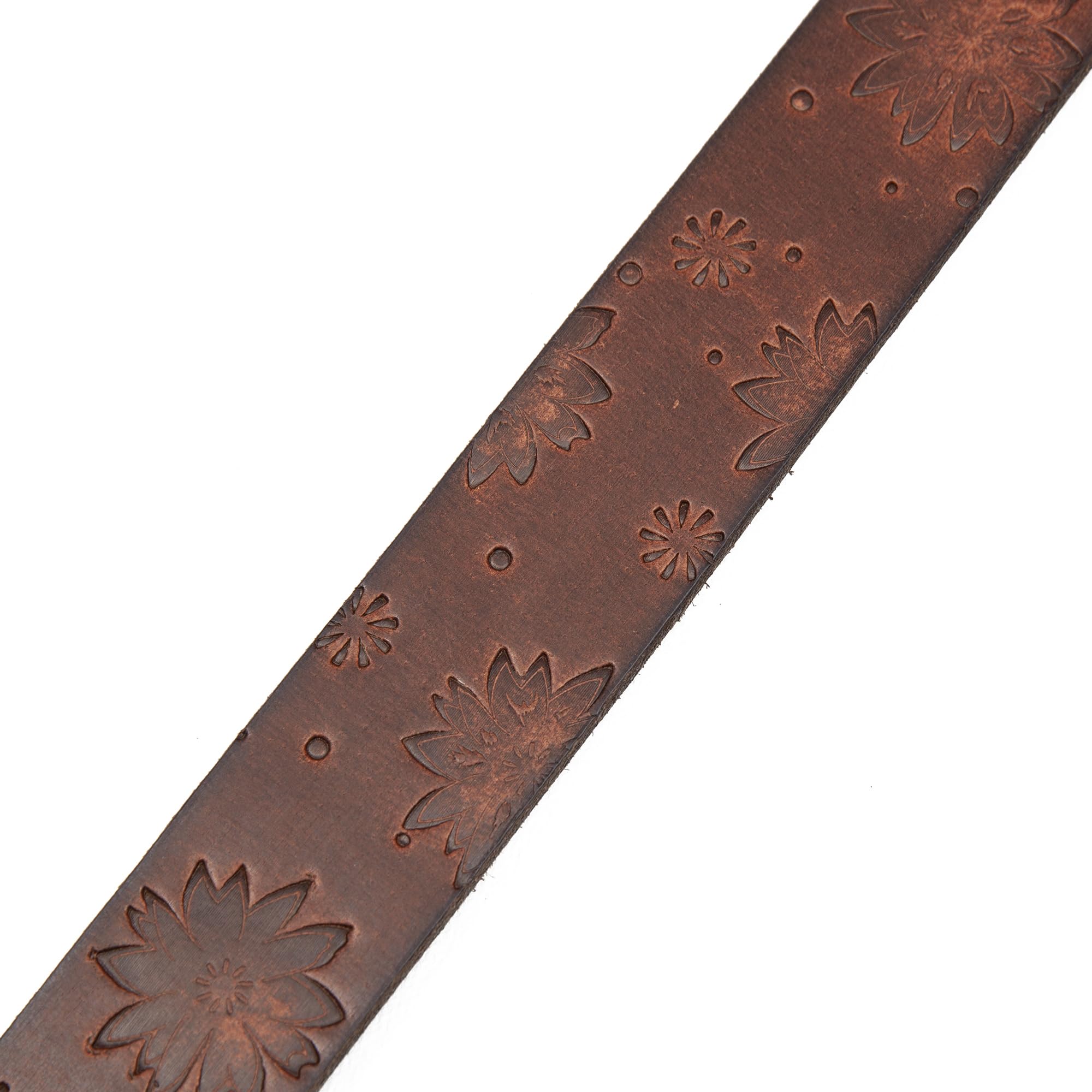 Eddie Bauer Women's Casual Leather Belts, One Size Fits Most, Floral Tooled-Tan, Medium