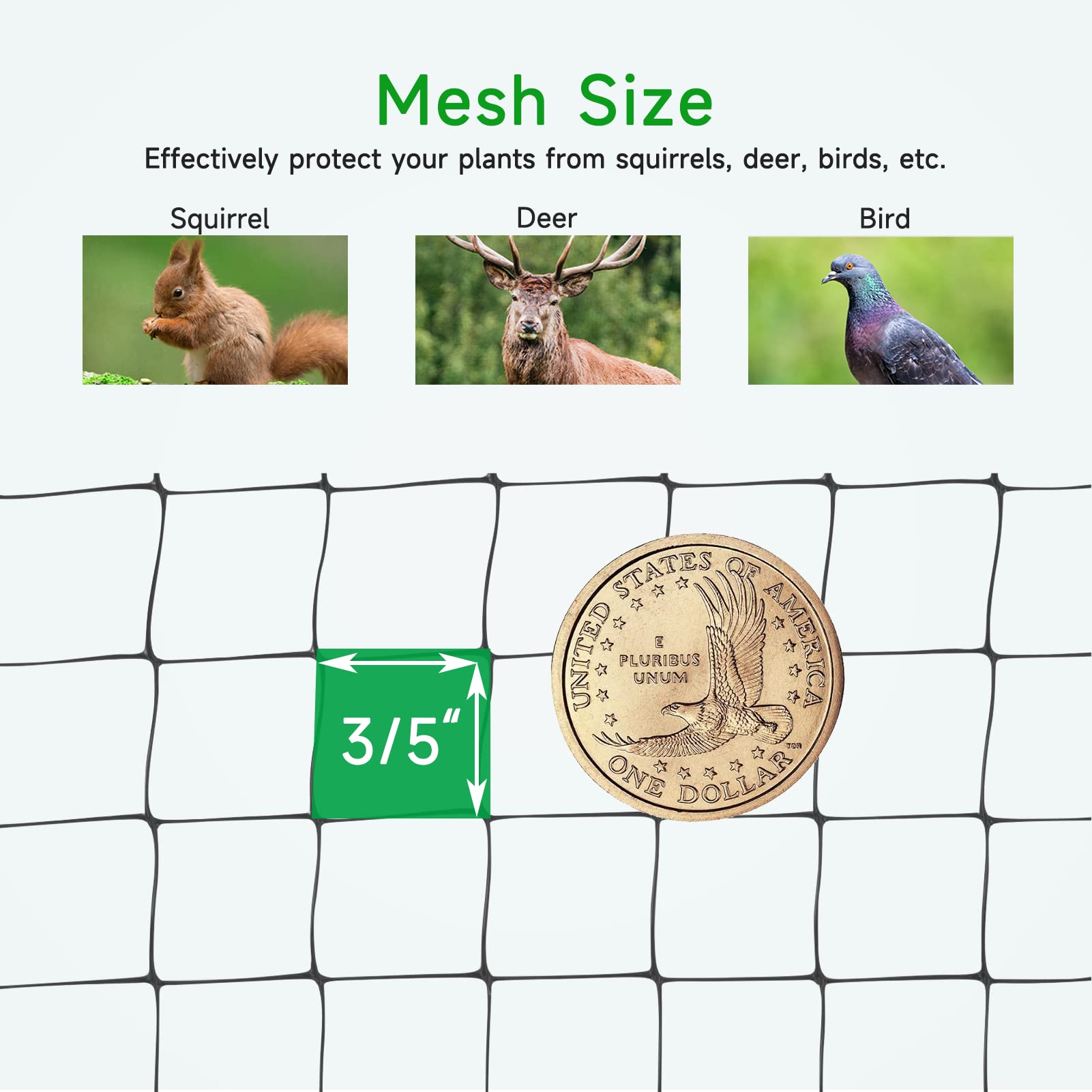 GreatBuddy Garden Netting, 7 x 100ft Deer Netting Anti Birds, Squirrels or Other Animals, Perfect for Garden Plants Fruit Trees Vegetables Protection, Heavy Duty and Reusable