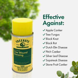 Treekote Tree Wound Dressing - 8 OZ Aerosol Pruning Sealer Spray for Damaged Trees, Bushes, or Shrubs - Fast Acting and Effective Tree Wound Sealer Spray - Prune Sealer Wound Repair for Bonsai Trees