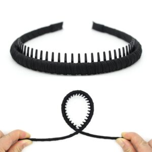 JOBAND 4pcs Hairbands for Women, Non-Slip Zig Zag Headbands, Adjustable Teeth Comb Hair Hoop, Daily Use, Yoga, Spa, Parties, Resin Cotton Blend