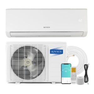 rovsun 9000btu wifi enabled mini split air conditioner & heater, 19 seer 115v energy saving inverter ductless wall ac unit with pre-charged condenser, heat pump & installation kit