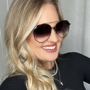 DIFF Jane lightweight oversized aviator sunglasses women UV400 protection, Matte Black + Sharp Grey Gradient