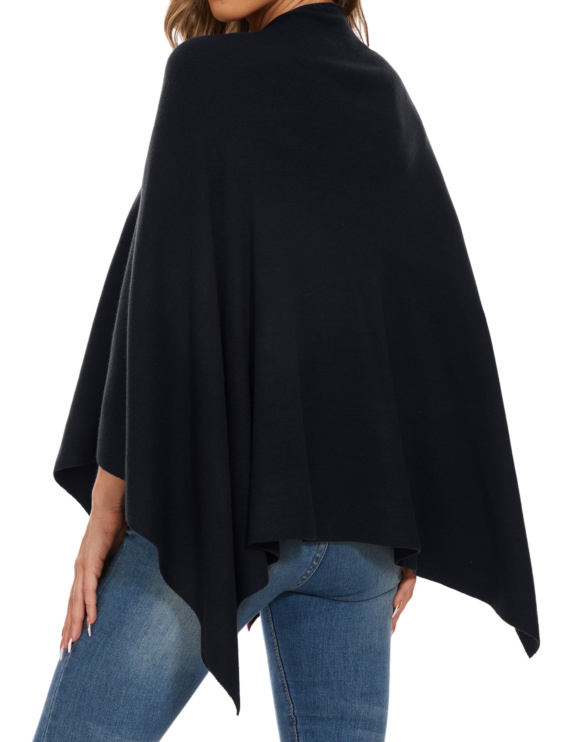 FUGREEN Ponchos for Women Knitted Shawls and Wraps for Evening Dressess Knitted Casemere Feel Poncho with Button