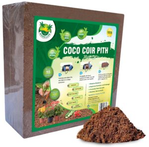 modellor premium coco coir brick 10 lb., yields 18 to 20 gallons of coir, organic, super washed, seed starter, ph balanced, gardening, indoor, outdoor use.