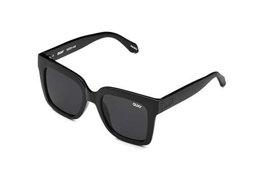 Quay - Womens Sunglasses, Polarized Square Lenses with UV Protection, Oversized Sunglasses (Icy, Black)