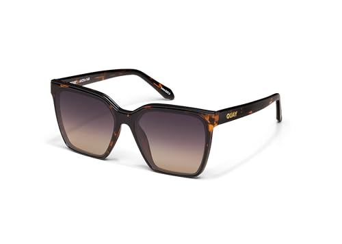 Quay - Womens Sunglasses, Polarized Square Lenses with UV Protection, Oversized Sunglasses (Level Up, Tortoise Gold)