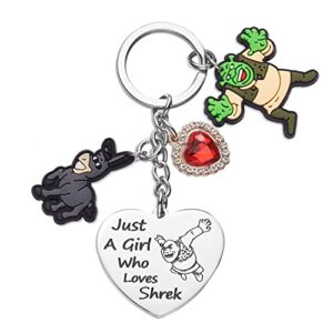 shrek merch keychain gifts for women bff teen girls daughter shrek merchandise heart keychains