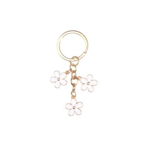 fuqimanman2020 1~4 pcs flowers charms enameled keychain cute flowers chain tassel keyring gifts purse bag accessories(white)