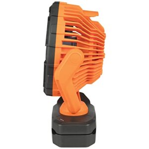 Klein Tools PJSFM2 Lithium Battery Operated Fan, Rechargeable Mini USB Fan with Clip On, Hang Hole, and Magnet Mounting, Portable, Orange/Gray