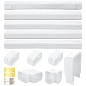 lcgp 4" 16.5 ft decorative pvc line cover kit, suitable for mini split air-conditioning and heat pump systems, outdoor air-conditioning pipe insulation