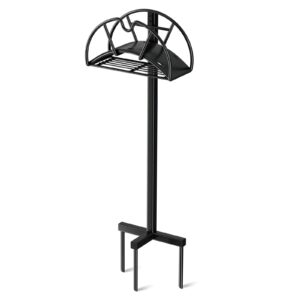 kaltell garden hose stand water hose holders for outside hose storage hanger with extra shelf rack freestanding -black