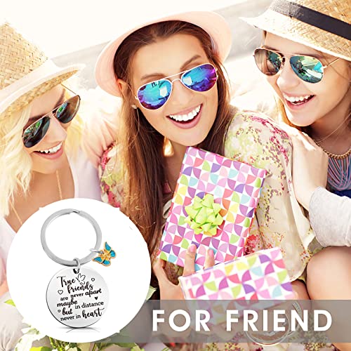 Ouligay True Friends Keychain Friendship Gifts for Women Best Friends Keychain Bff Long Distance Friendship Gifts Bestie Friends Leaving Apart Going Away Gift for Women Birthday Christmas