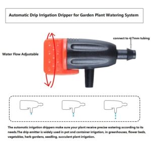 Yulaiyoen Garden Irrigation Dripper, 30 Pack Adjustable Drip Emitters Garden Succulent Watering Dripper Sprinkler for 4mm/7mm Hose for Home Succulents Plants Lawn Flower Irrigation System