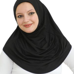 Prien Plain Ready To Wear Hijab for Women, Muslim Instant Turbans, Soft Jersey Scarf, Islamic Clothes, Long Hijabs, Abaya (Black)