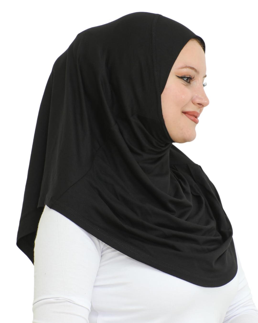 Prien Plain Ready To Wear Hijab for Women, Muslim Instant Turbans, Soft Jersey Scarf, Islamic Clothes, Long Hijabs, Abaya (Black)