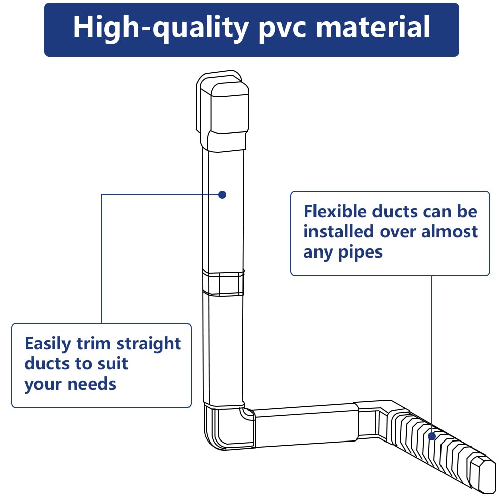 LCGP 4" 16.5 Ft Decorative PVC Line Cover Kit, Suitable for Mini Split Air-Conditioning and Heat Pump Systems, Outdoor Air-Conditioning Pipe Insulation