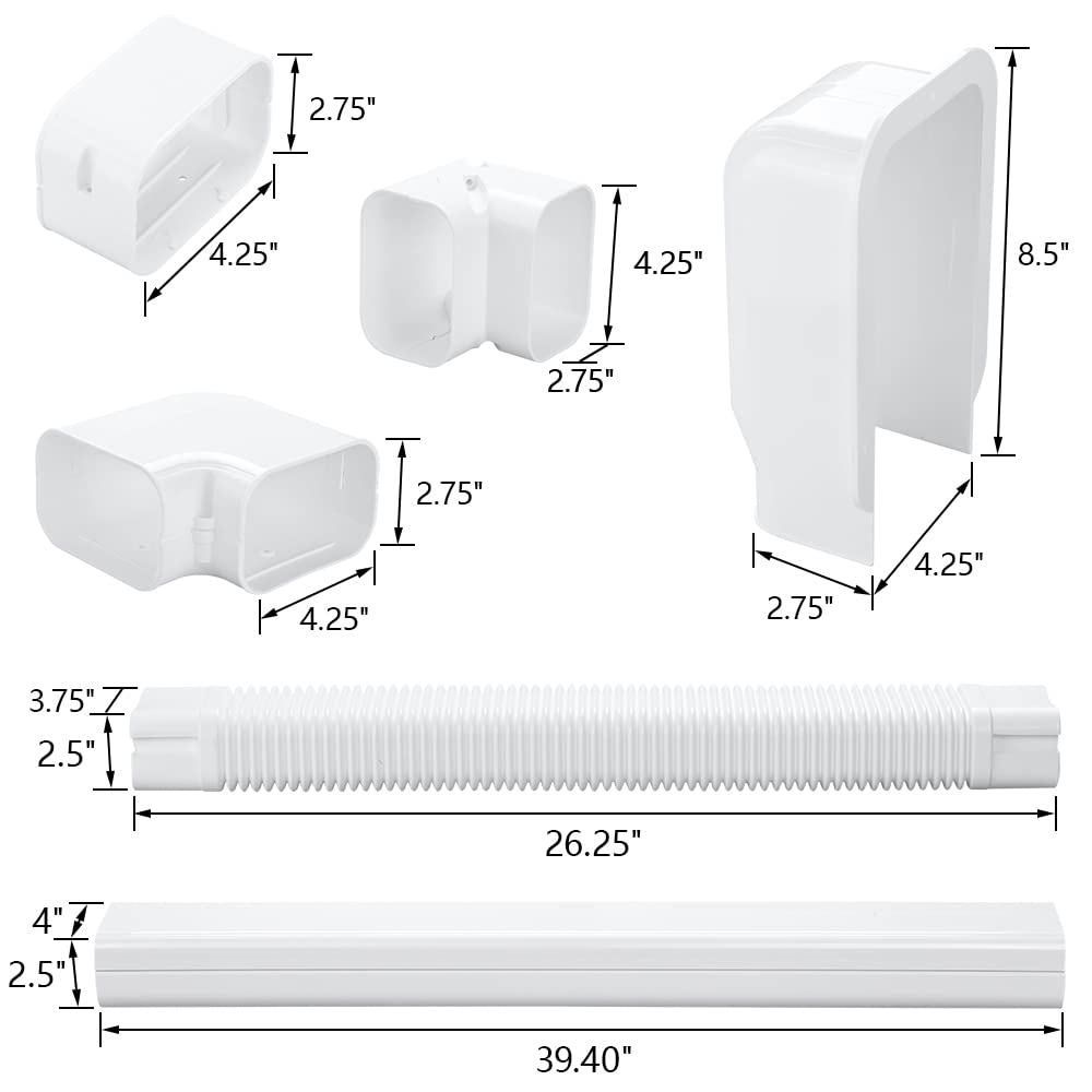 LCGP 4" 16.5 Ft Decorative PVC Line Cover Kit, Suitable for Mini Split Air-Conditioning and Heat Pump Systems, Outdoor Air-Conditioning Pipe Insulation