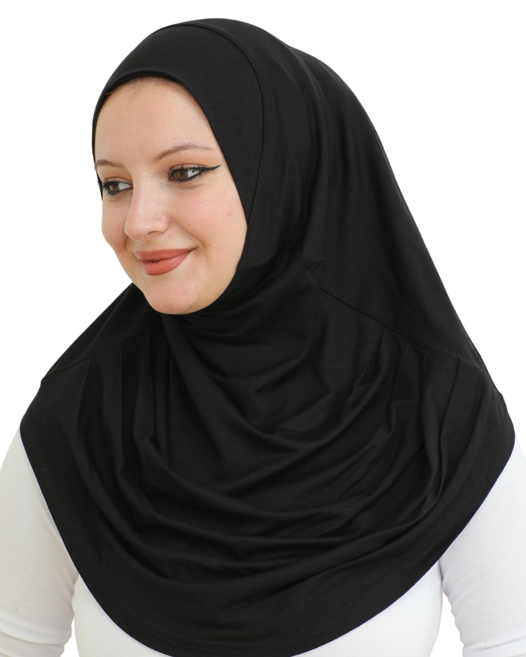 Prien Plain Ready To Wear Hijab for Women, Muslim Instant Turbans, Soft Jersey Scarf, Islamic Clothes, Long Hijabs, Abaya (Black)