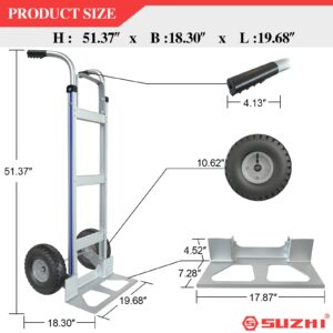 SuZhi 2 Wheel Hand Truck Dolly Cart Heavy Duty,Two Wheel Aluminum Hand Truck Dolly Cart with Wheels & 2 Free Straps,600lb Capacity, New IM for Groceries,Furniture,Electrical Appliance &Large Carton