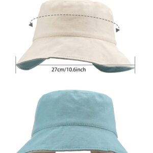 Taidor Ponytail Sun Bucket Hats for Women Beach Cap Fisherman Hat Beige