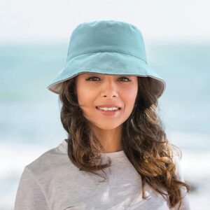 Taidor Ponytail Sun Bucket Hats for Women Beach Cap Fisherman Hat Beige