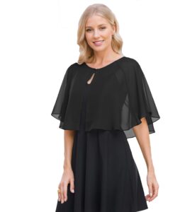 pukguro black sheer shawl for evening dresses chiffon soft capelets for wedding cover up capes