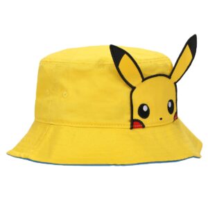 Pokemon Pikachu Big Face Unisex Adult Bucket Hat with 3D Plush Yellow