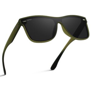 wearme pro - polarized full mirror flat lens square modern sunglasses (frosted saguaro green/black lens)