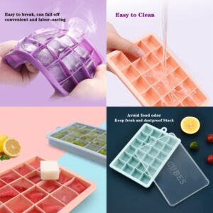 TAO CICADA Ice Cube Tray, 3 Pack Silicone Ice Cube Molds, Silicone Ice Cube Trays, Silicone Ice Trays, Easier to Release, BPA Free for Alcohol/Coffee/Beverages (Pink, Light blue, Purple)