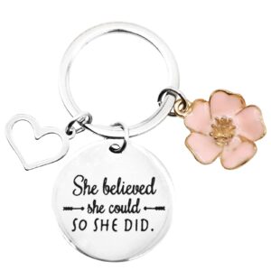 pedenty she believed she could so she did keychain - inspirational gifts for women mom daughter girls friends, graduation gifts for her