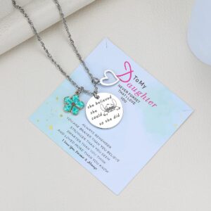 Joxevyia Stitch Gift She Believe She Could So She Did Necklace to My Daughter Gift Stainless Steel Charm Pendant Inspirational Necklace for her Birthday Christmas Graduation Gift